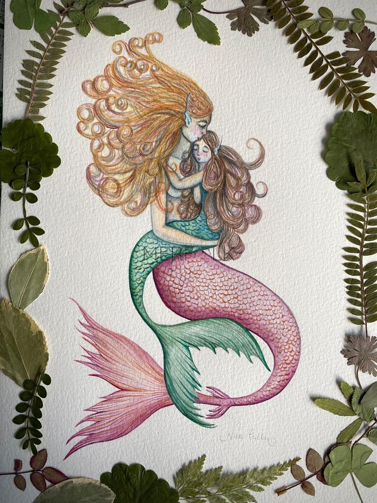 A Precious Moment - Mermaid and Merchild Original Artwork - Just us Merfolk